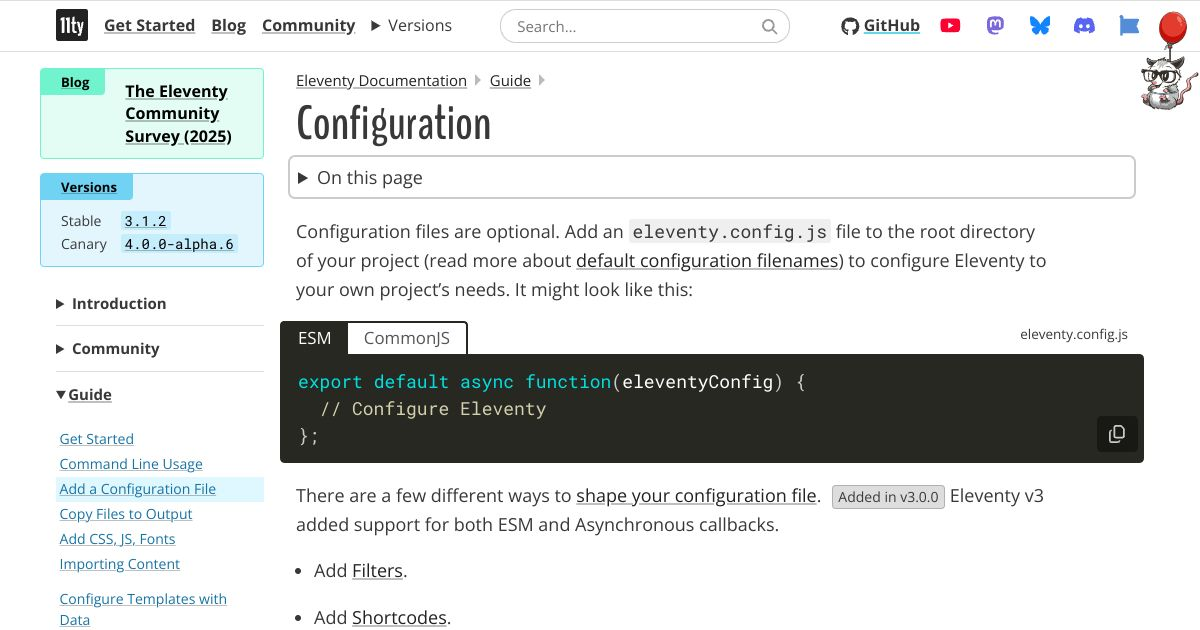 Configuration — Eleventy