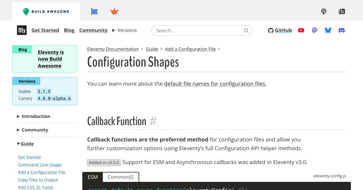 Configuration Shapes — Eleventy